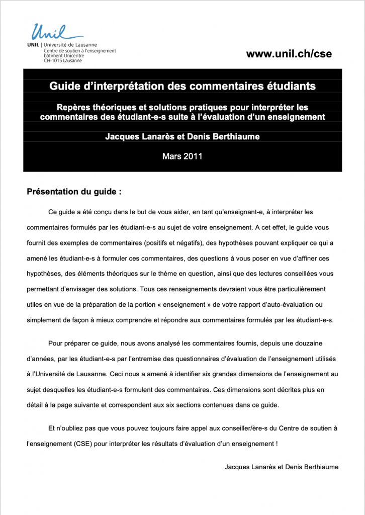 Guide d’interprétation des commentaires d'une EEE - Espace de ...