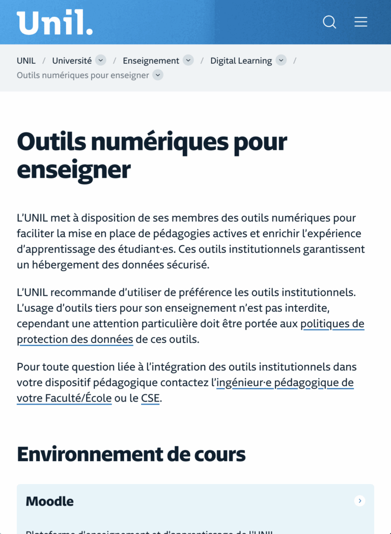 Catégorie: myUnil - Espace de documentation pédagogique - CSE UNIL